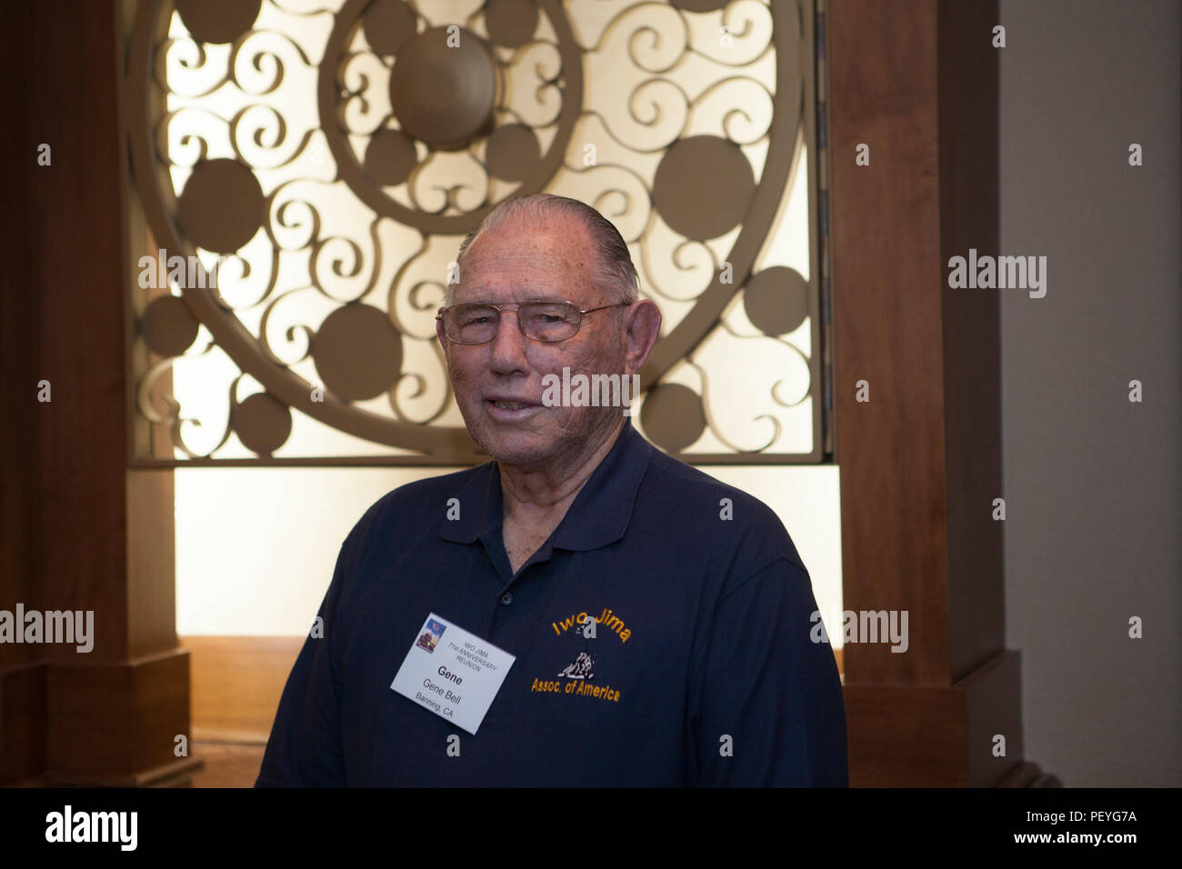 Gene Bell, a Marine veteran, poses for a photo at the Iwo Jima ...