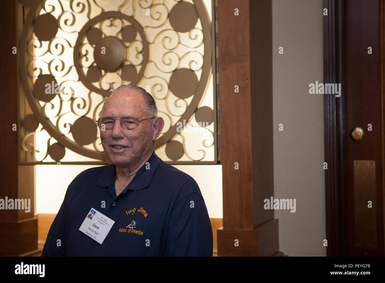 Gene Bell, a Marine veteran, poses for a photo at the Iwo Jima ...