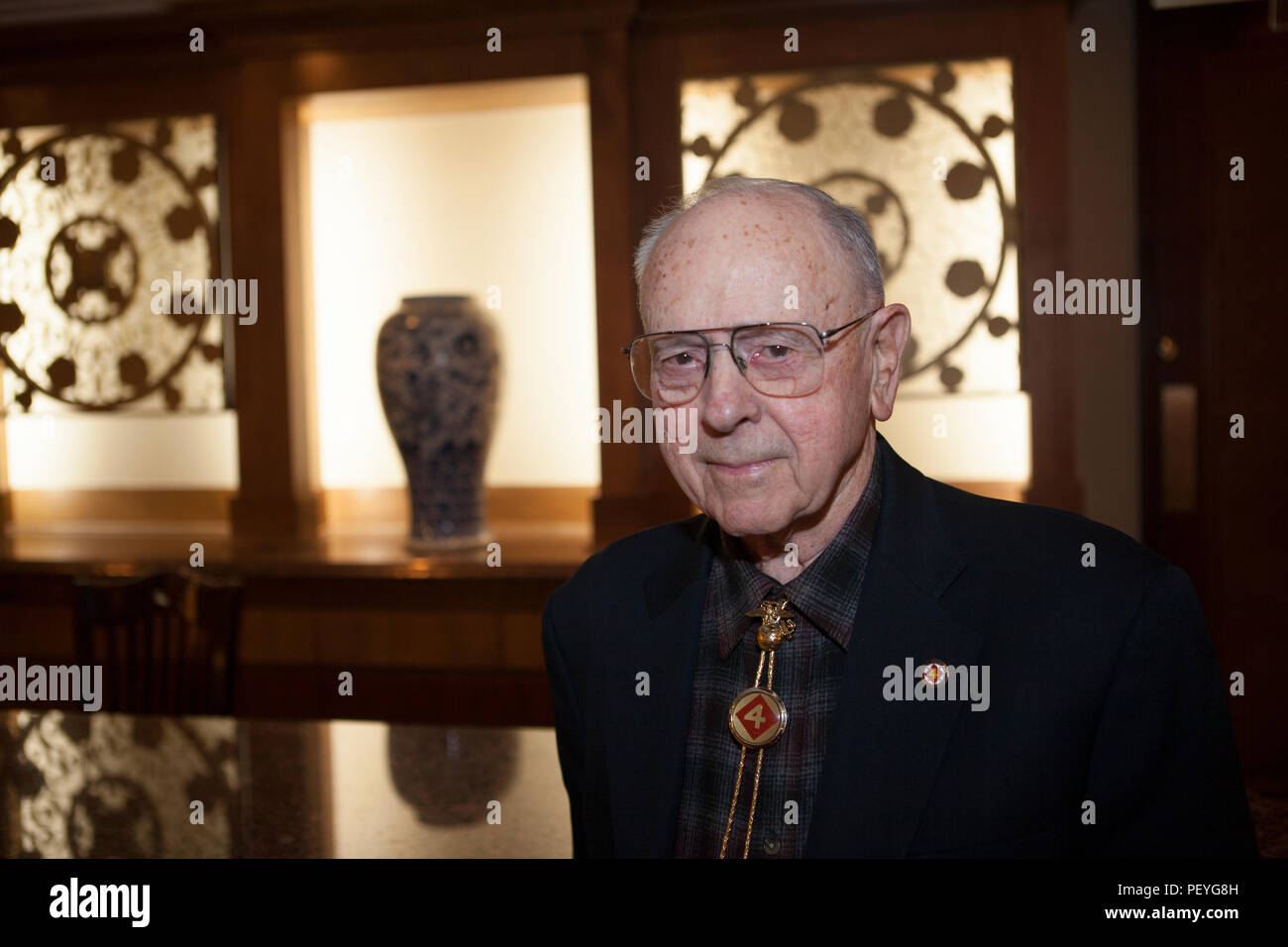 Jack Colby, a Marine veteran, poses for a photo at the Iwo Jima ...