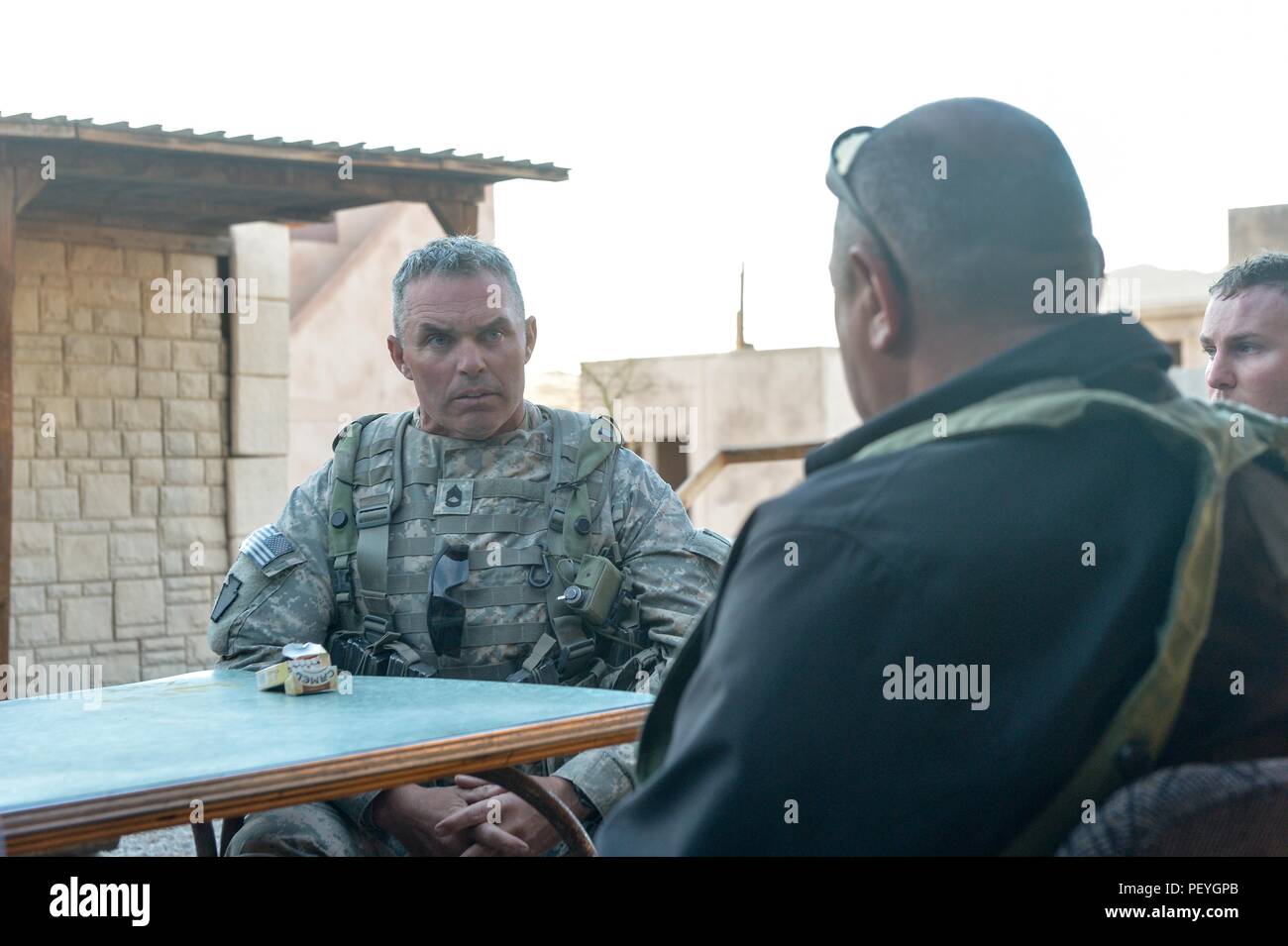 A U.S. Army Sgt. 1st Class Sean Boyle, assigned to the 411th Civil ...