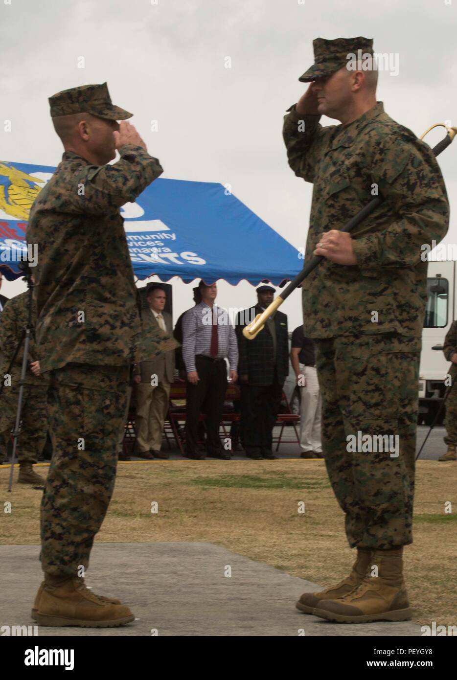 Sgt. Maj. R. Kevin Williamson, right, salutes Brig. Gen. Joaquin F ...