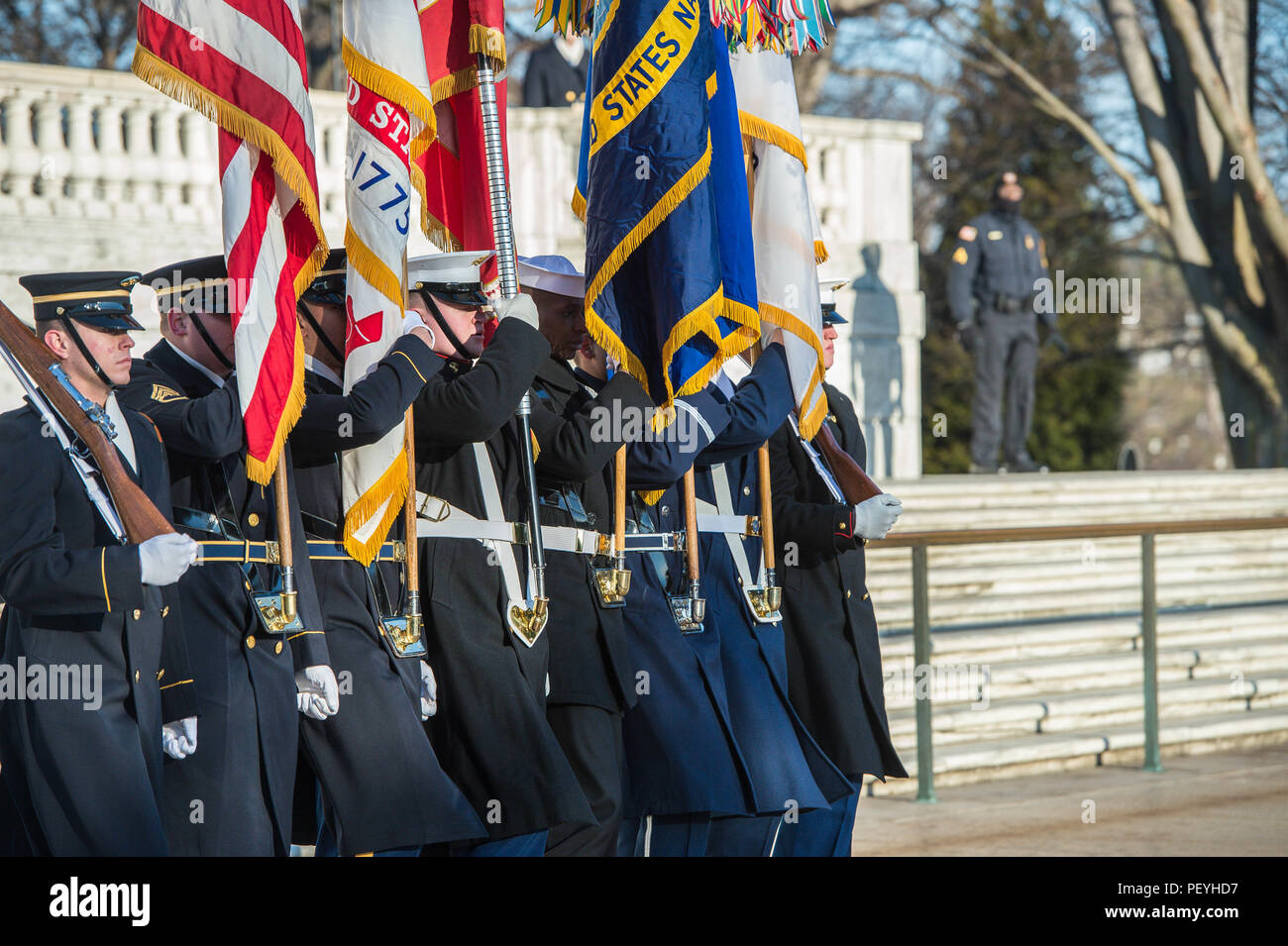 U.S. service members participate in an Armed Forces Full Honor Wreath ...