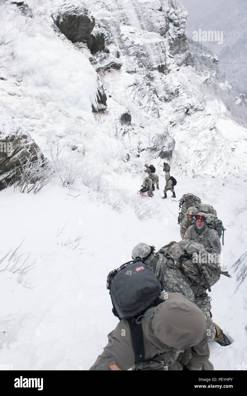 U.S. Army Soldiers in the Mountain Warfare Basic Course climb the ...