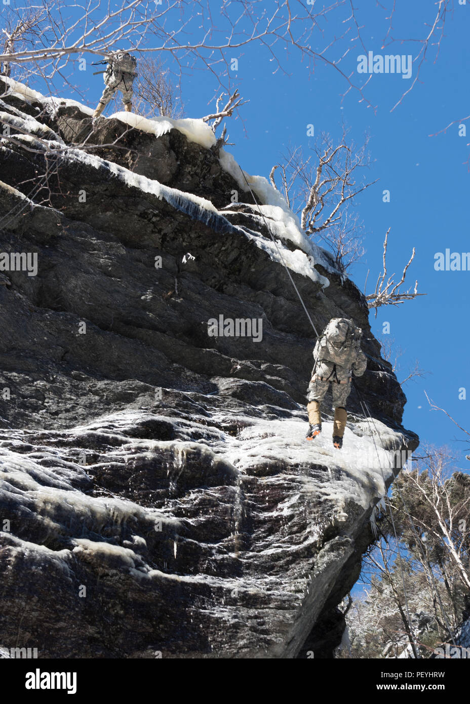 U.S. Army Soldiers rappel a cliff face on Smugglers’ Notch in ...