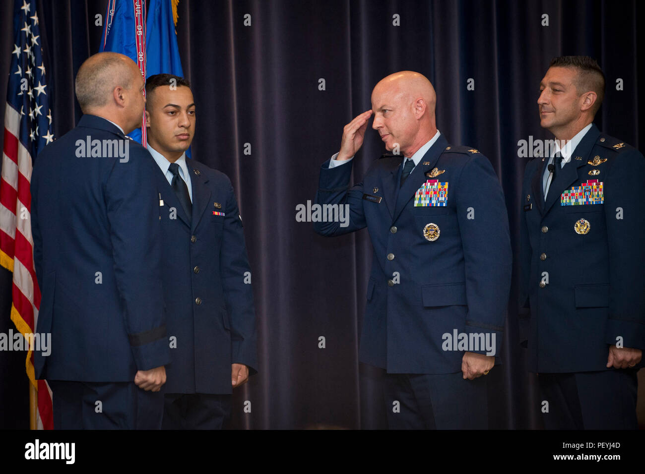Colonel Joseph DeMarco salutes Brigadier General Christopher Coffelt ...