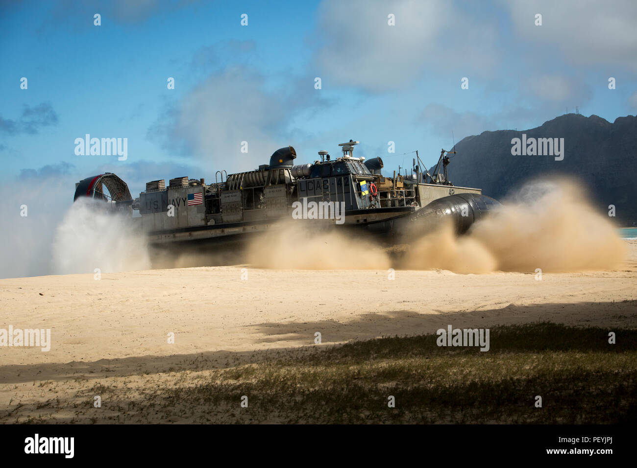 A landing craft, air cushion vessel (LCAC) with the 13th Marine ...
