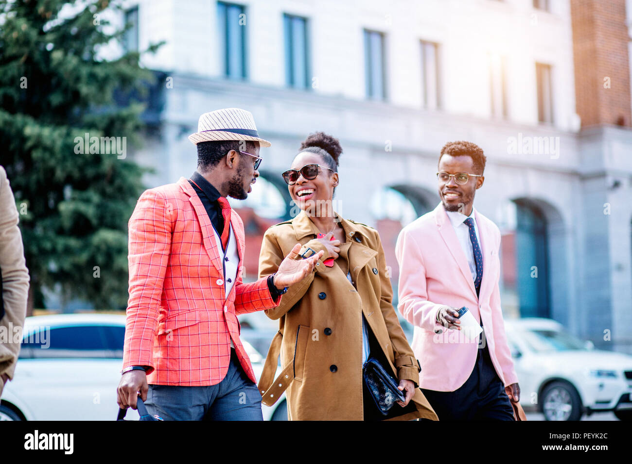 emotional pleasant african people discussing the film after going to ...