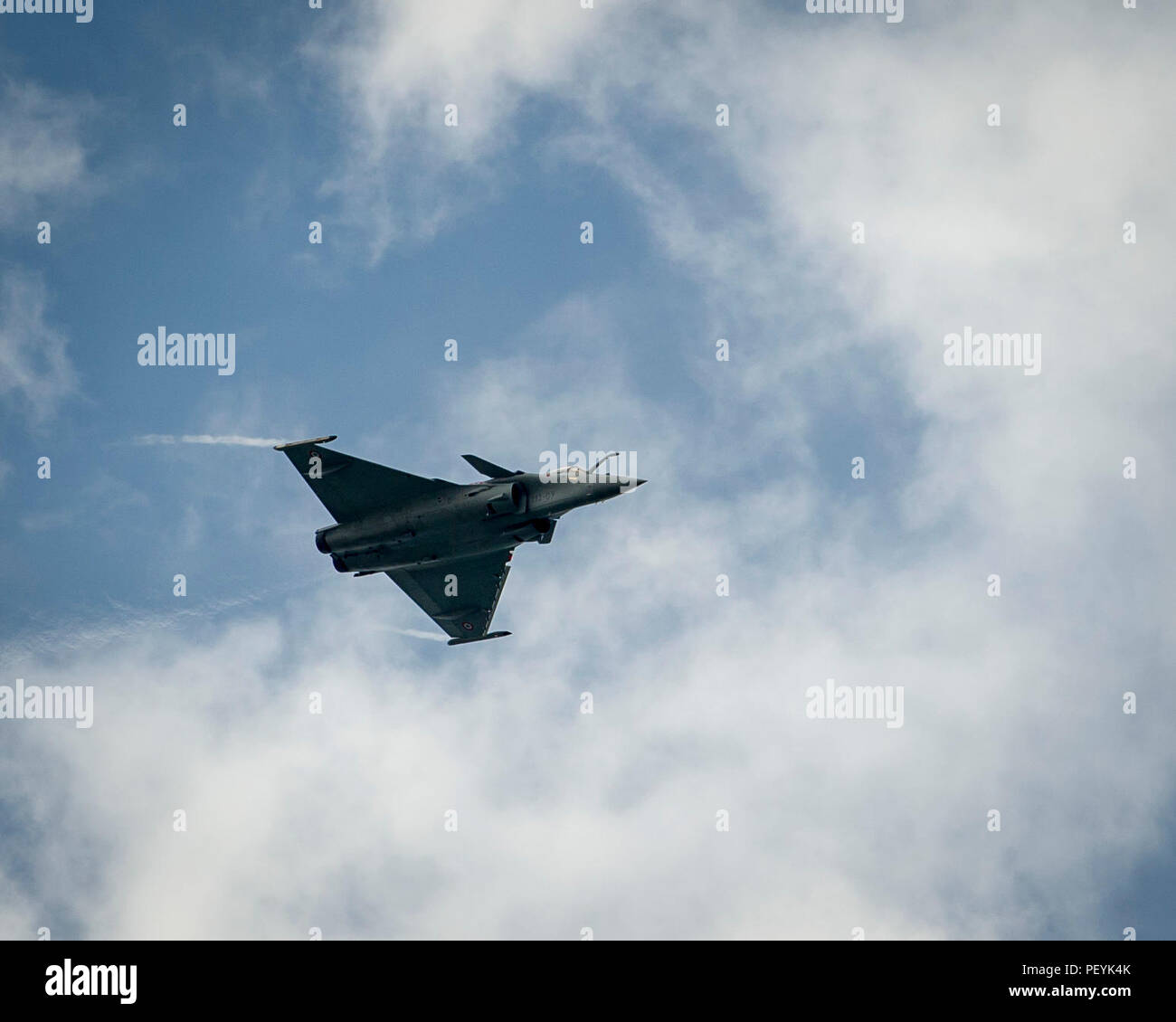 A French air force Rafale performs an aerial demonstration during the ...