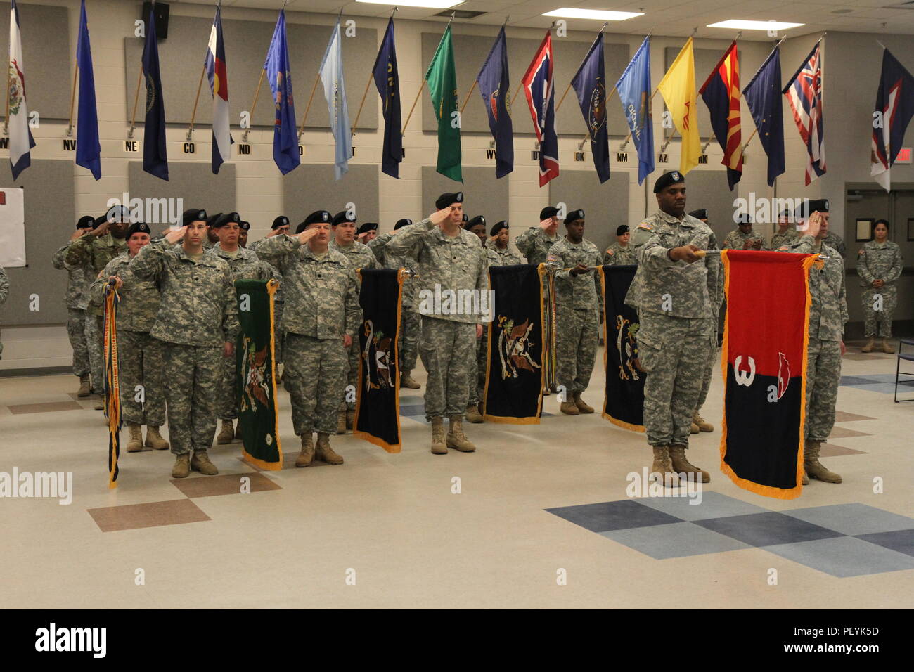 U.S. Army soldiers assigned to the 78th Training Divison stand in ...