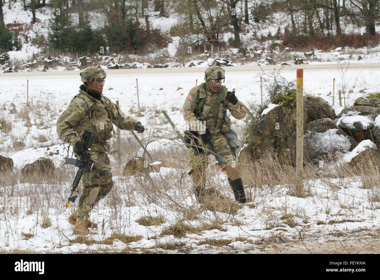 Maintenance Soldiers Pfc. Trevor Crocket, left, and Staff Sgt. Marcus D ...