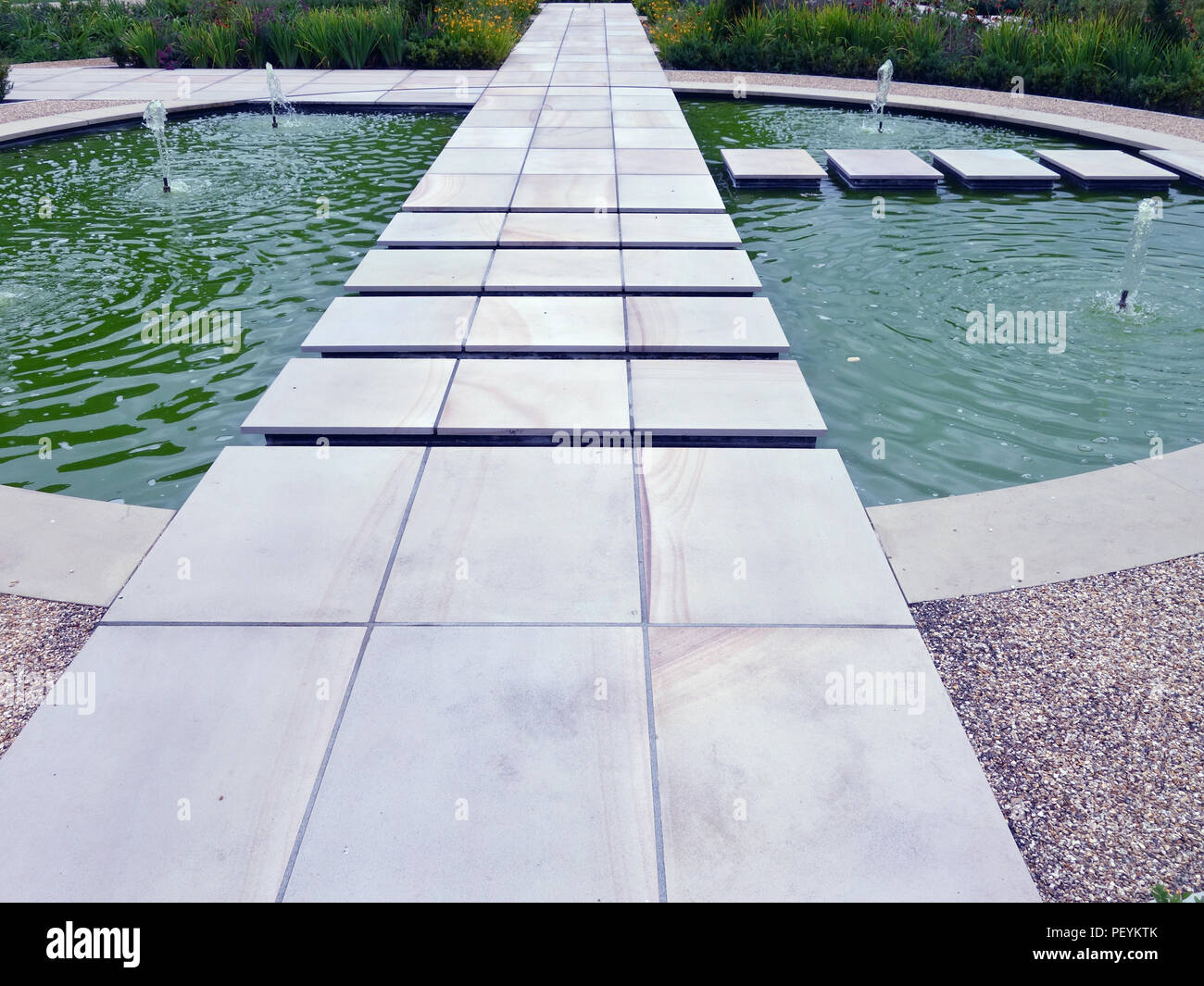 Sharp clean cut stone slabs and various formal pathways & decorative ...