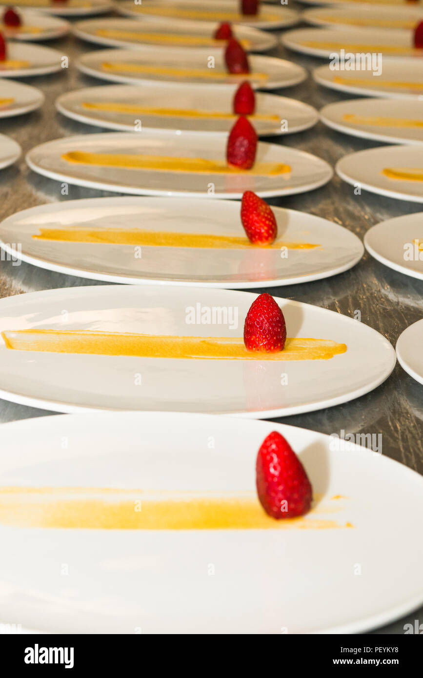 desert dishes being prepared by chef Stock Photo - Alamy