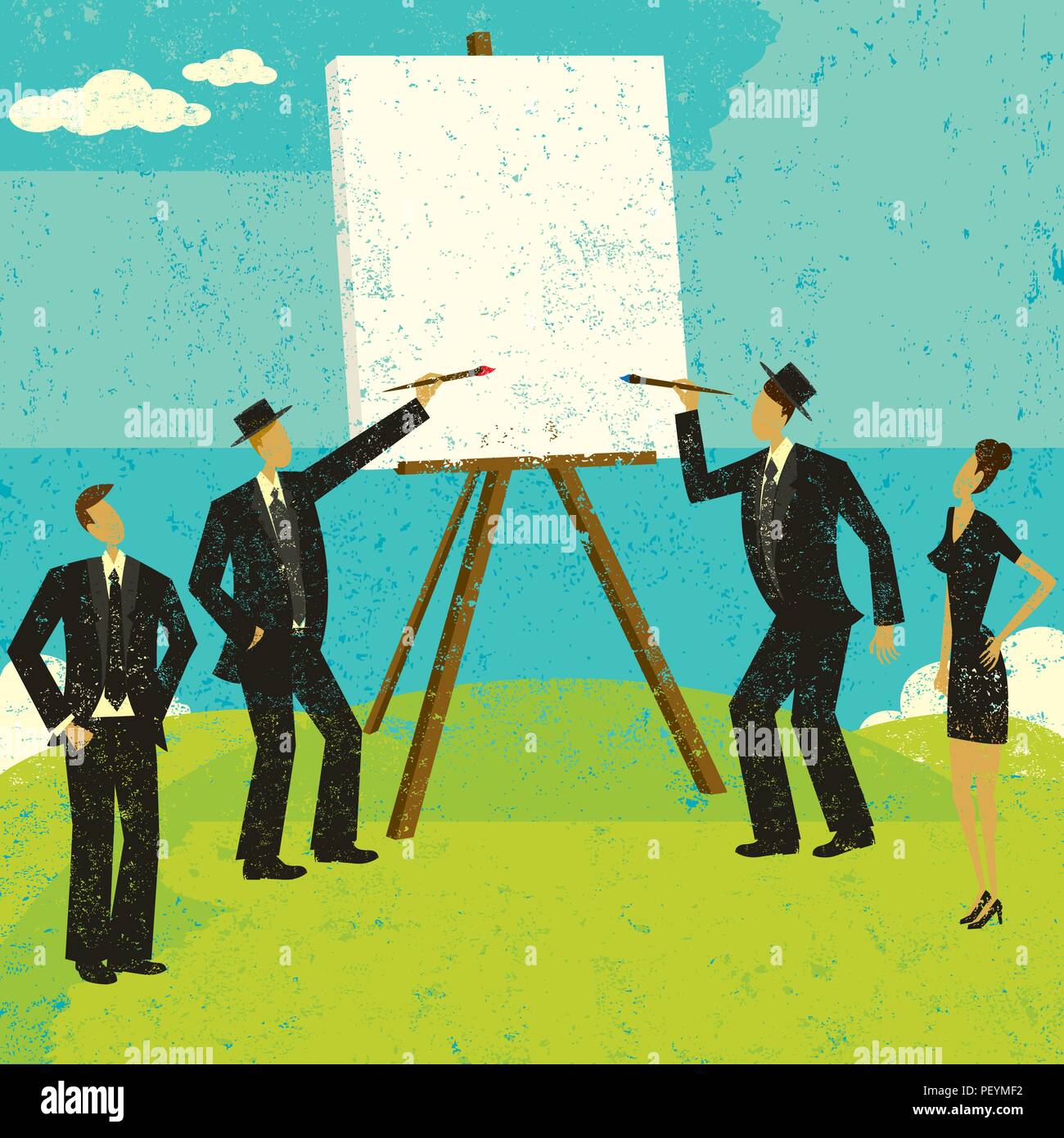 Starting with a Blank Canvas. Business people starting with a blank ...