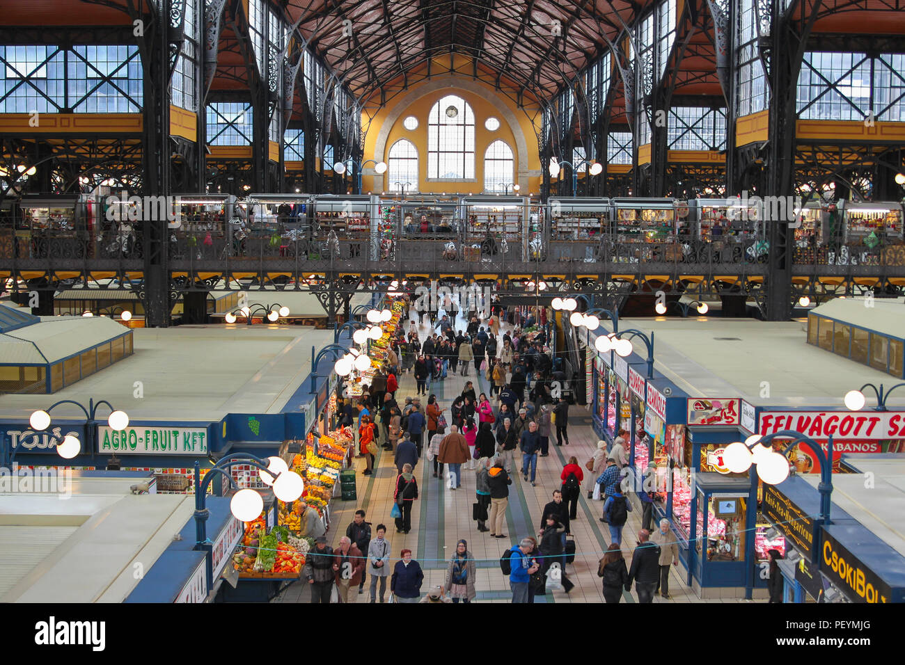 Budapest, Hungary - 2016-10-20 : Interior of Great Market Hall or ...