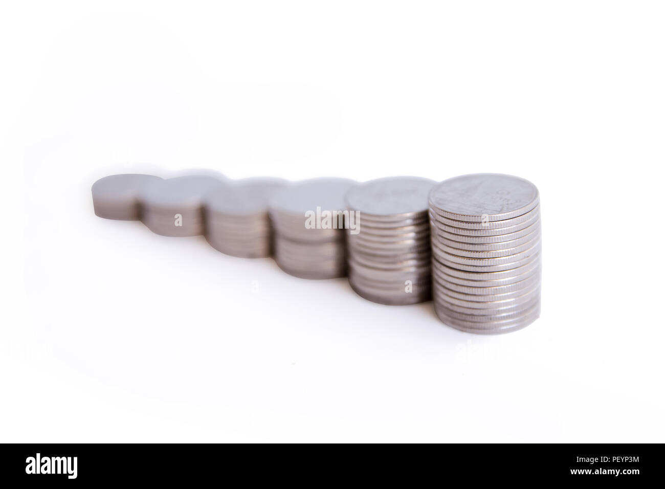 silver coin stack isolated on white background with clipping path Stock ...