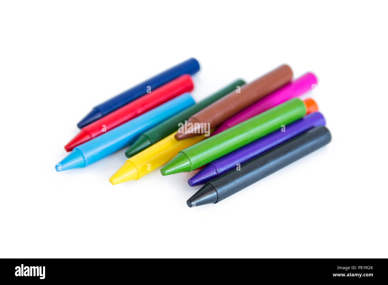 Colorful wax crayons isolated on white background. clipping path Stock ...