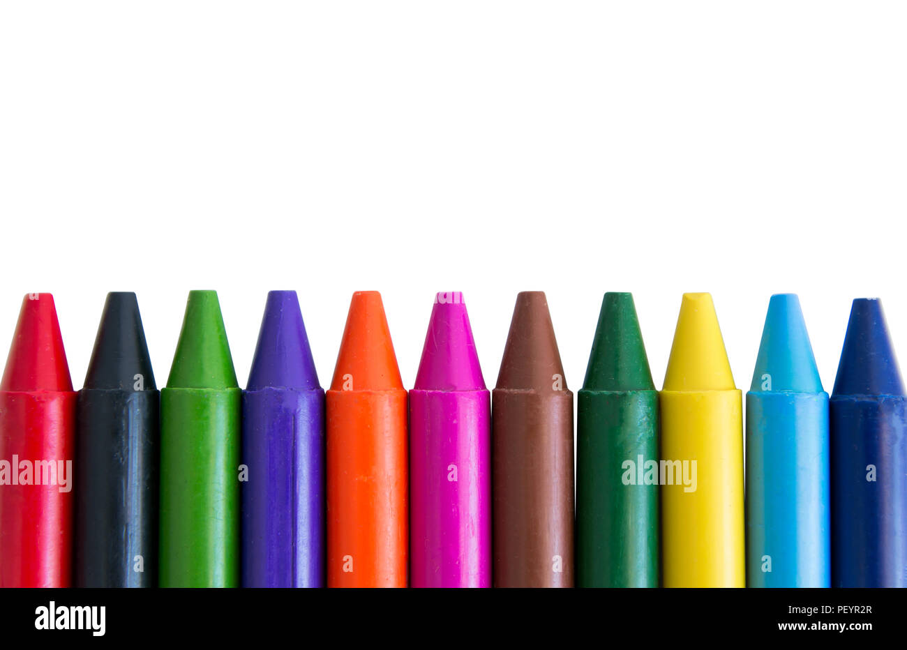 Colorful wax crayons isolated on white background. clipping path Stock ...