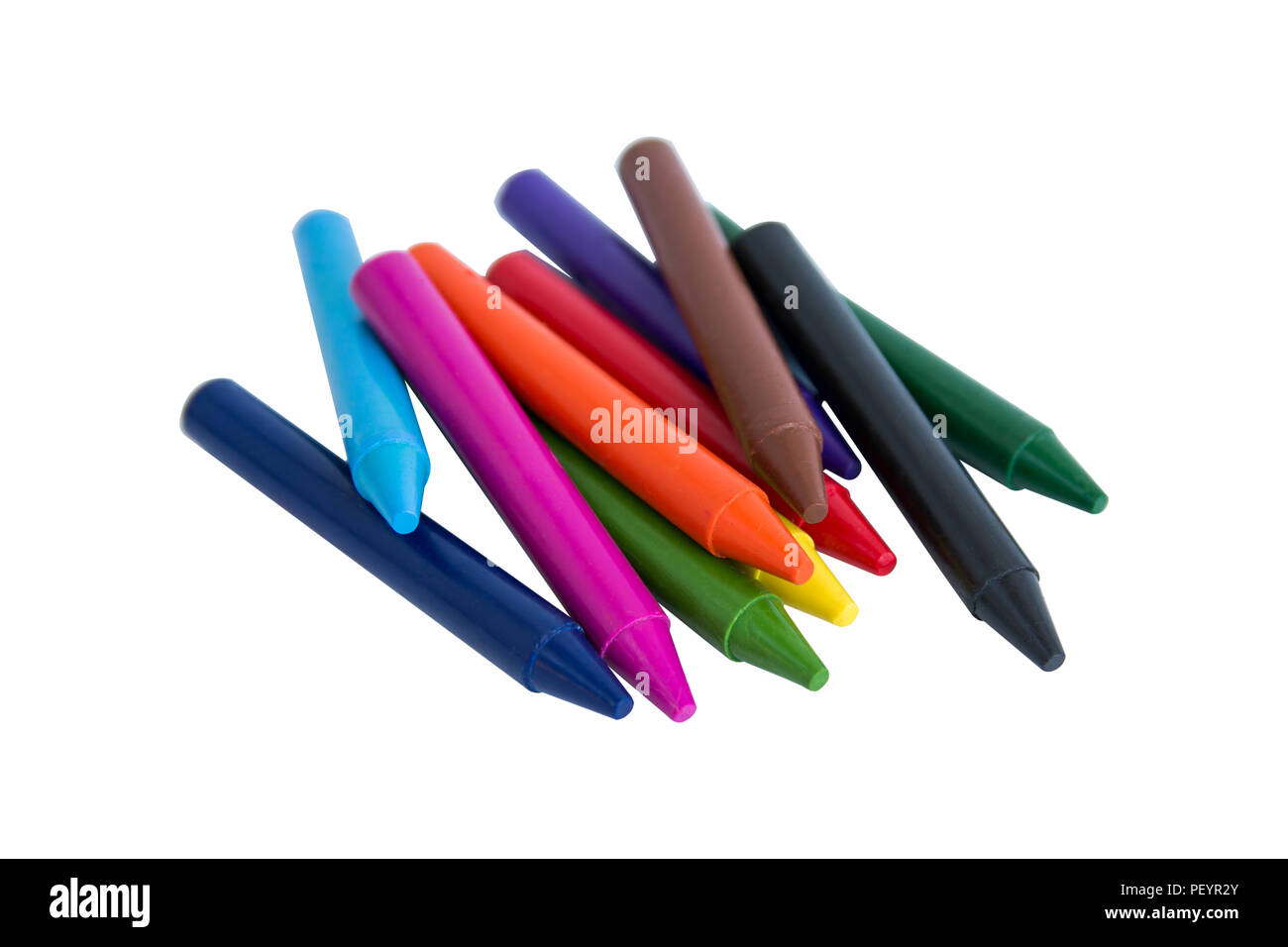 Colorful wax crayons isolated on white background. clipping path Stock ...