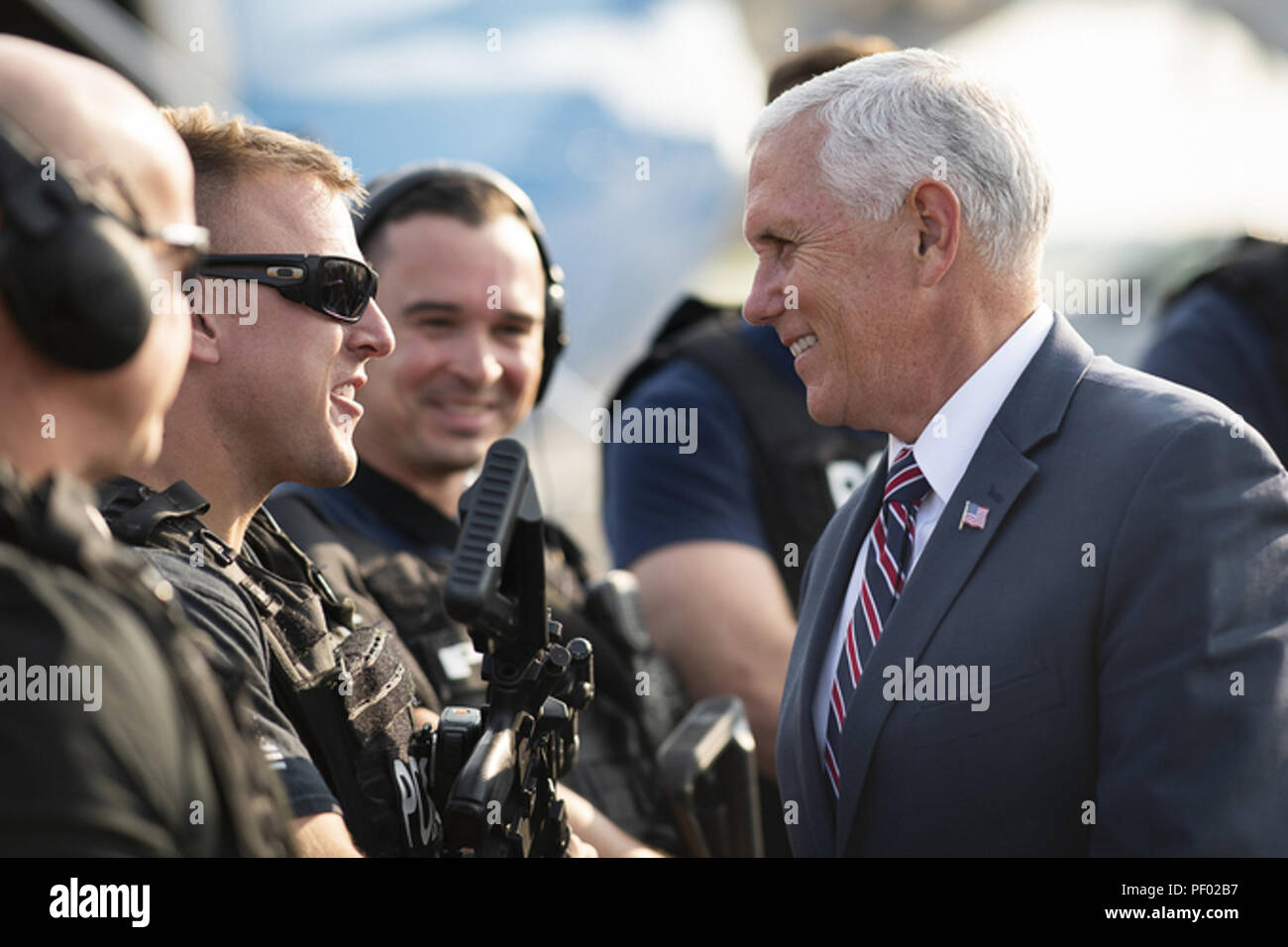 Vice President Mike Pence greets members of law enforcement prior to ...
