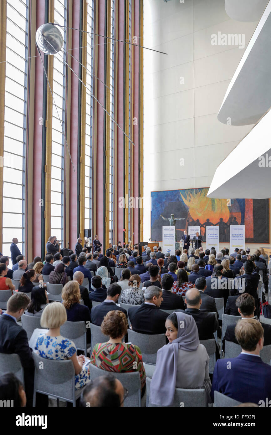 United Nations. 17th Aug, 2018. People attend the opening ceremony of a ...