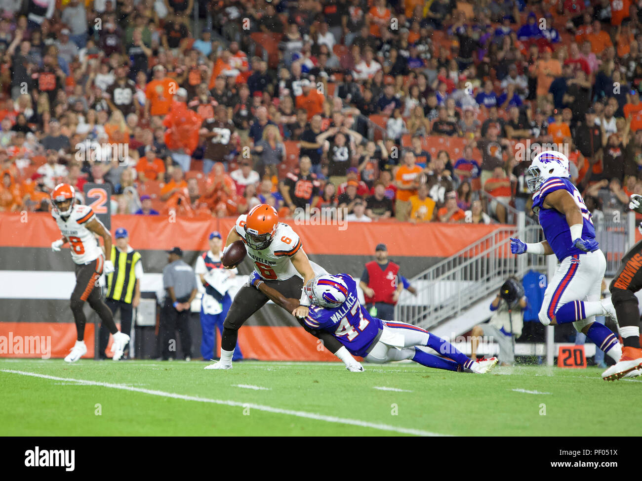 Ohio, USA. August 17, 2018: Cleveland Browns quarterback Baker Mayfield ...
