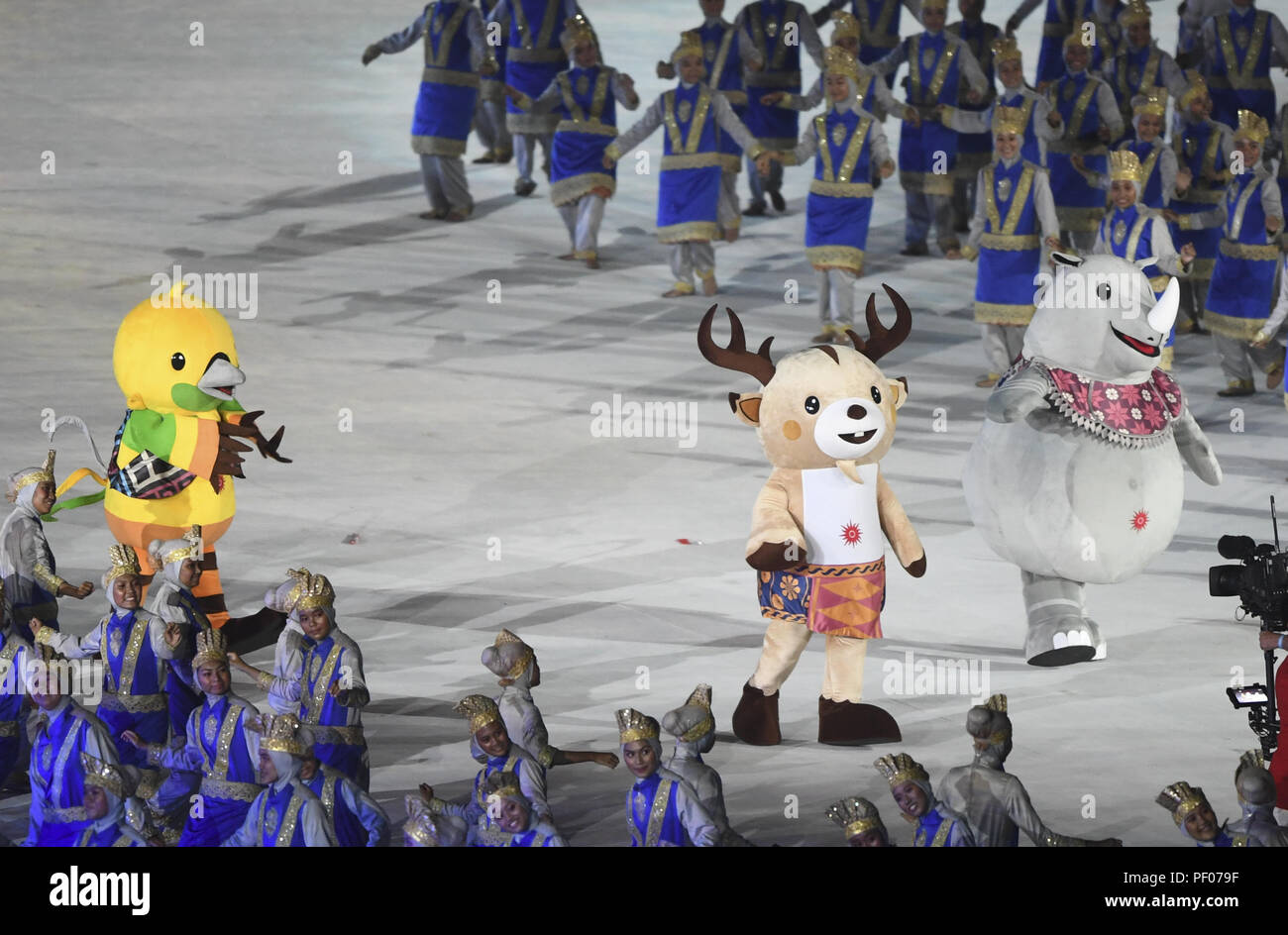 Jakarta, Indonesia. 18th Aug, 2018. Mascots of the 18th Asian Games ...