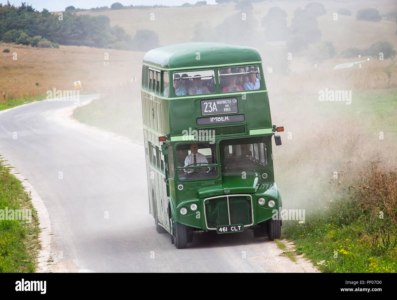 Double decker green line bus hi-res stock photography and images - Alamy