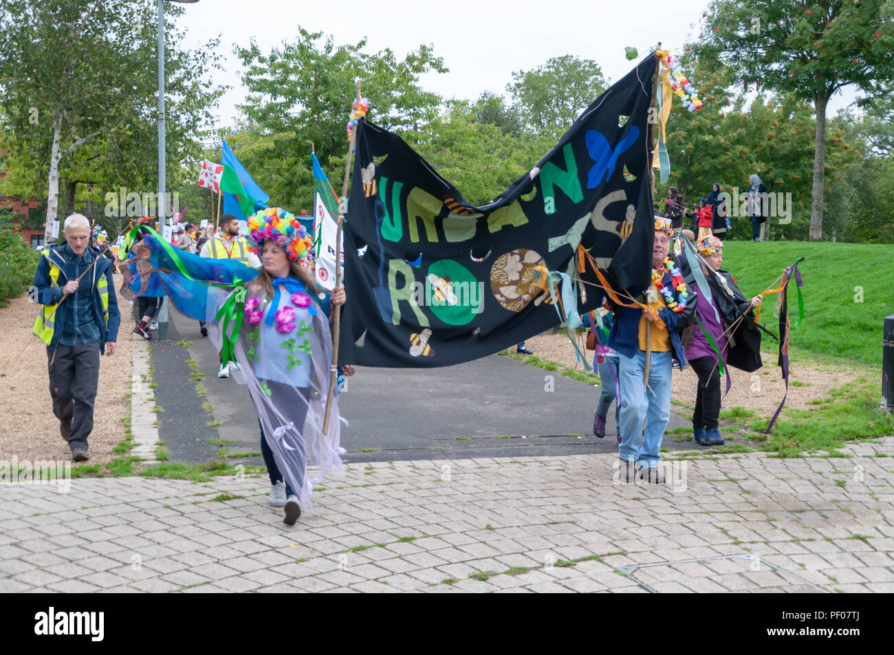 Glasgow, Scotland, UK. 18th August, 2018. A banner saying Urban Roots ...