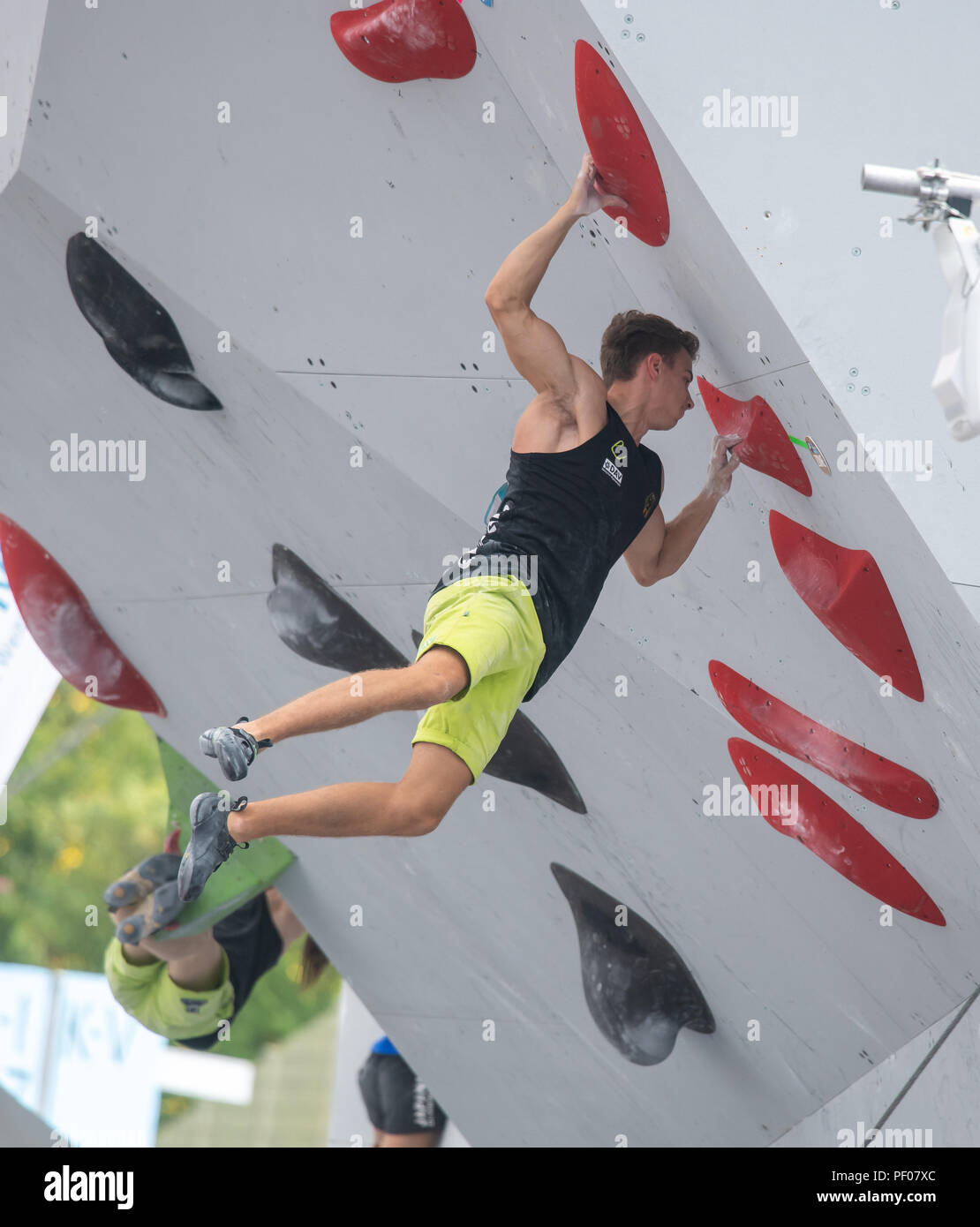 Munich, Germany. 18th Aug, 2018. German Yannick Flohe participates in ...