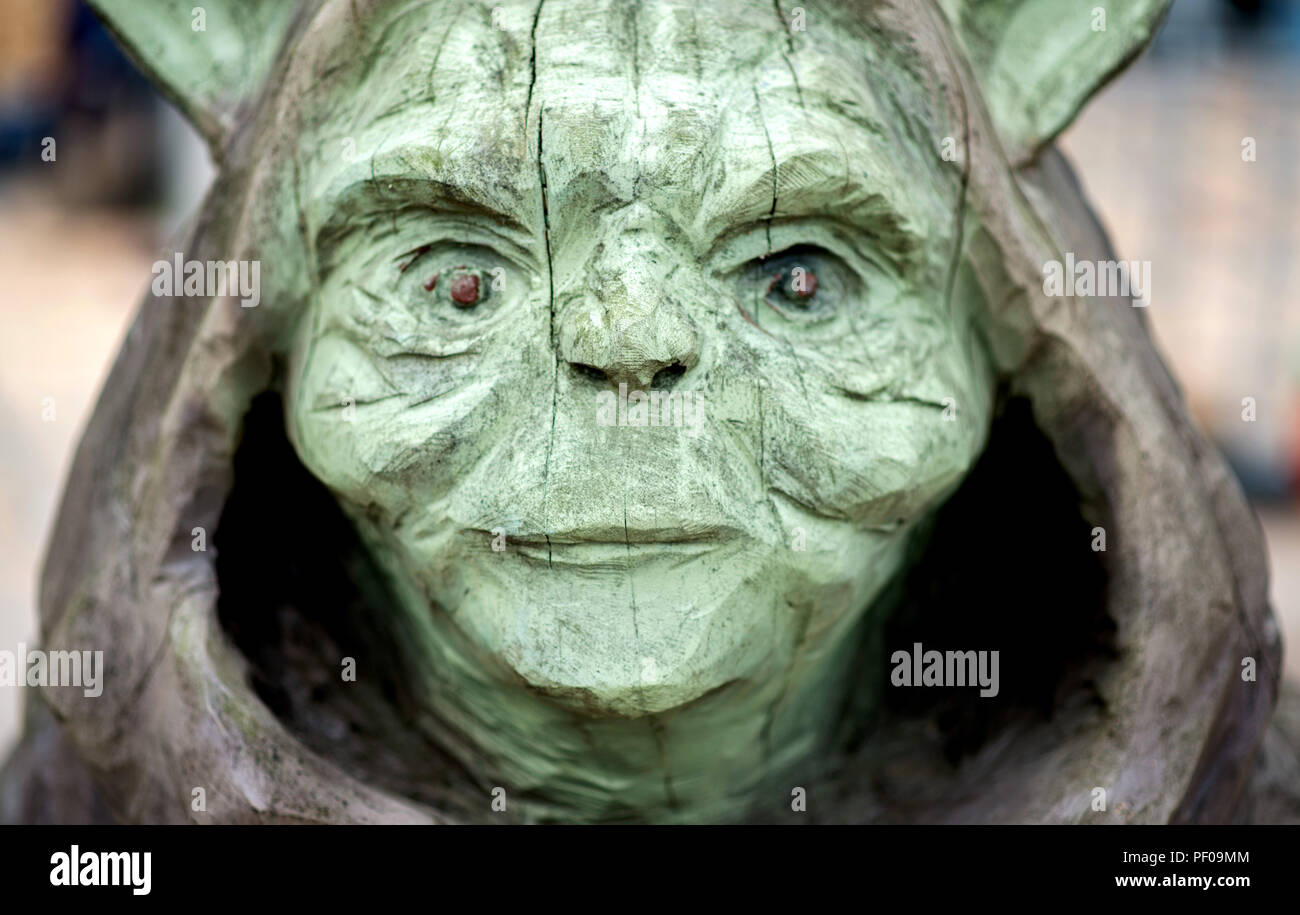 Saterland, Germany. 18th Aug, 2018. The wooden film character Yoda from ...