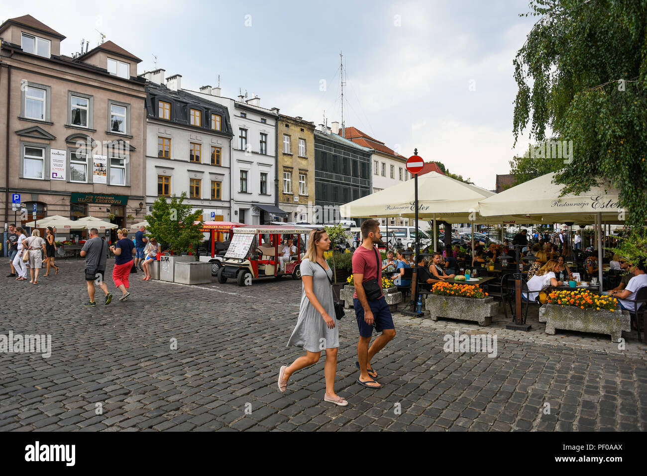 Krakow, Poland. 18th Aug, 2018. People seen walking by Szeroka street ...