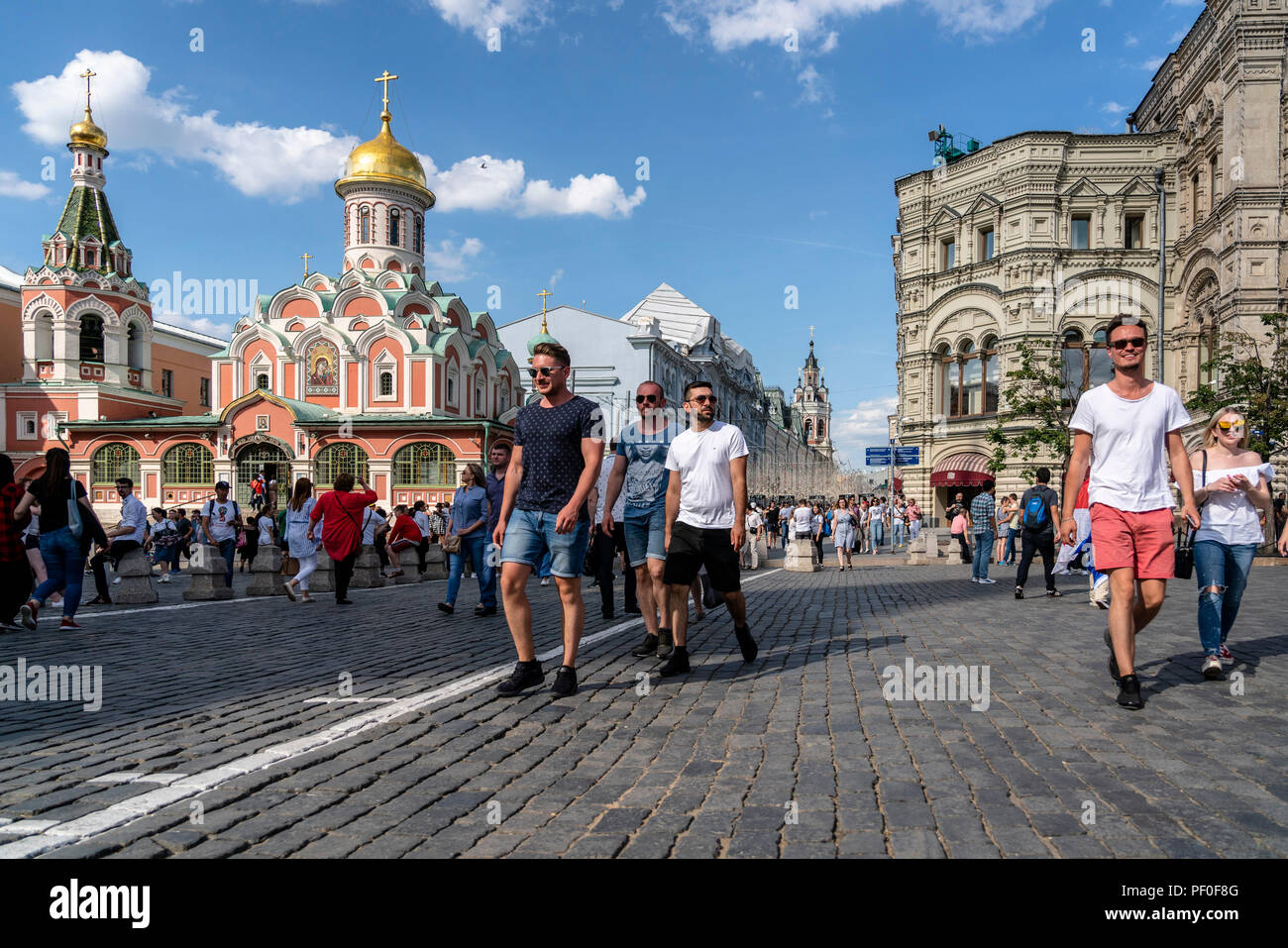 Shoppers walk past the magnificent Gum Shopping store in Moscow, Russia ...