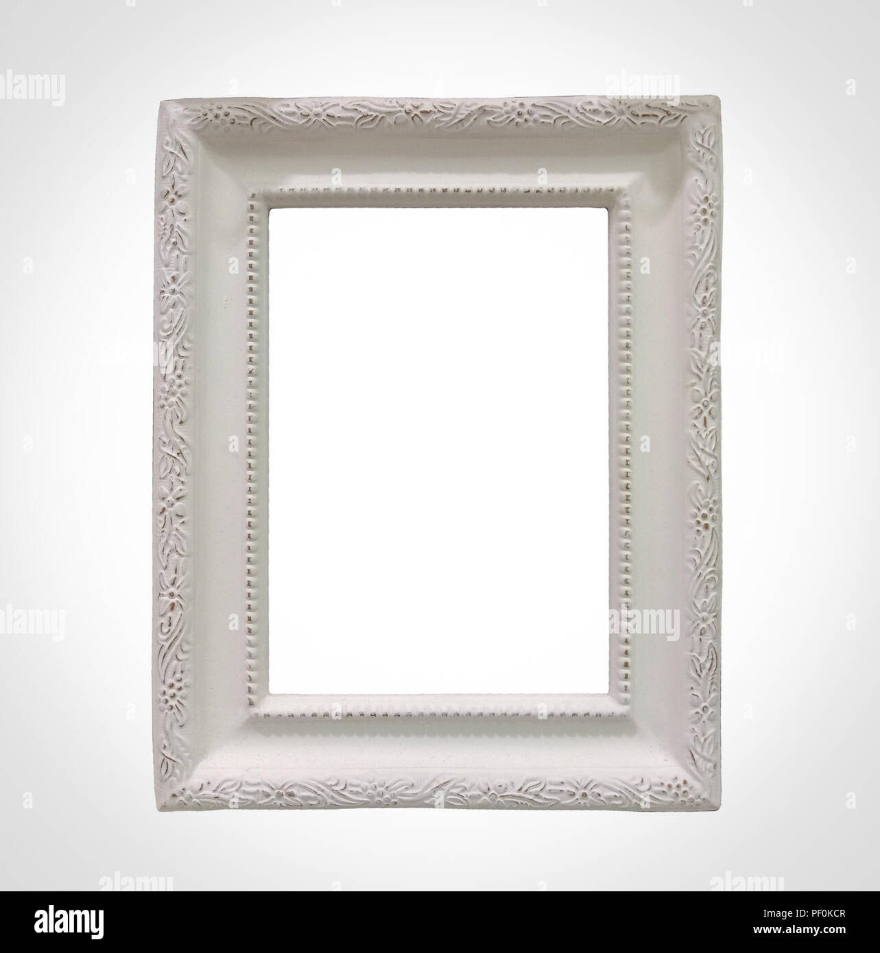 old white picture frame close up isolated on white background Stock ...