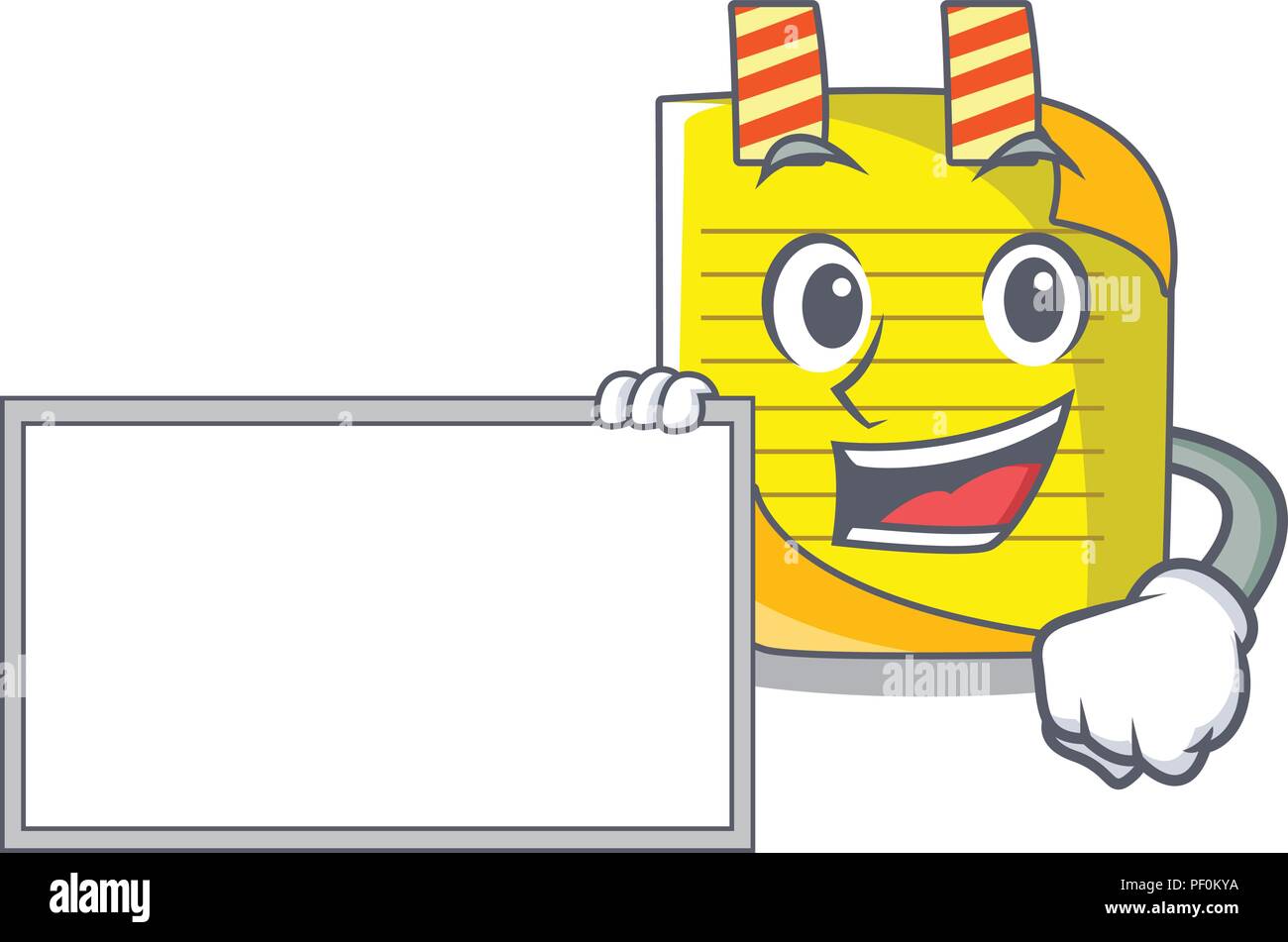 With board note paper character cartoon vector illustration Stock ...