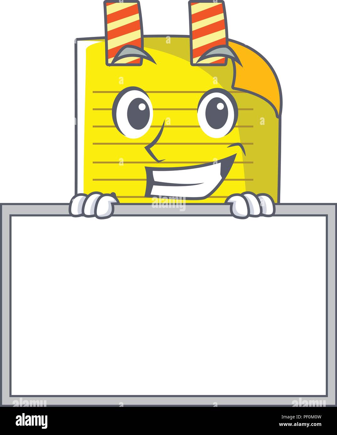 Grinning with board note paper character cartoon vector illustration ...