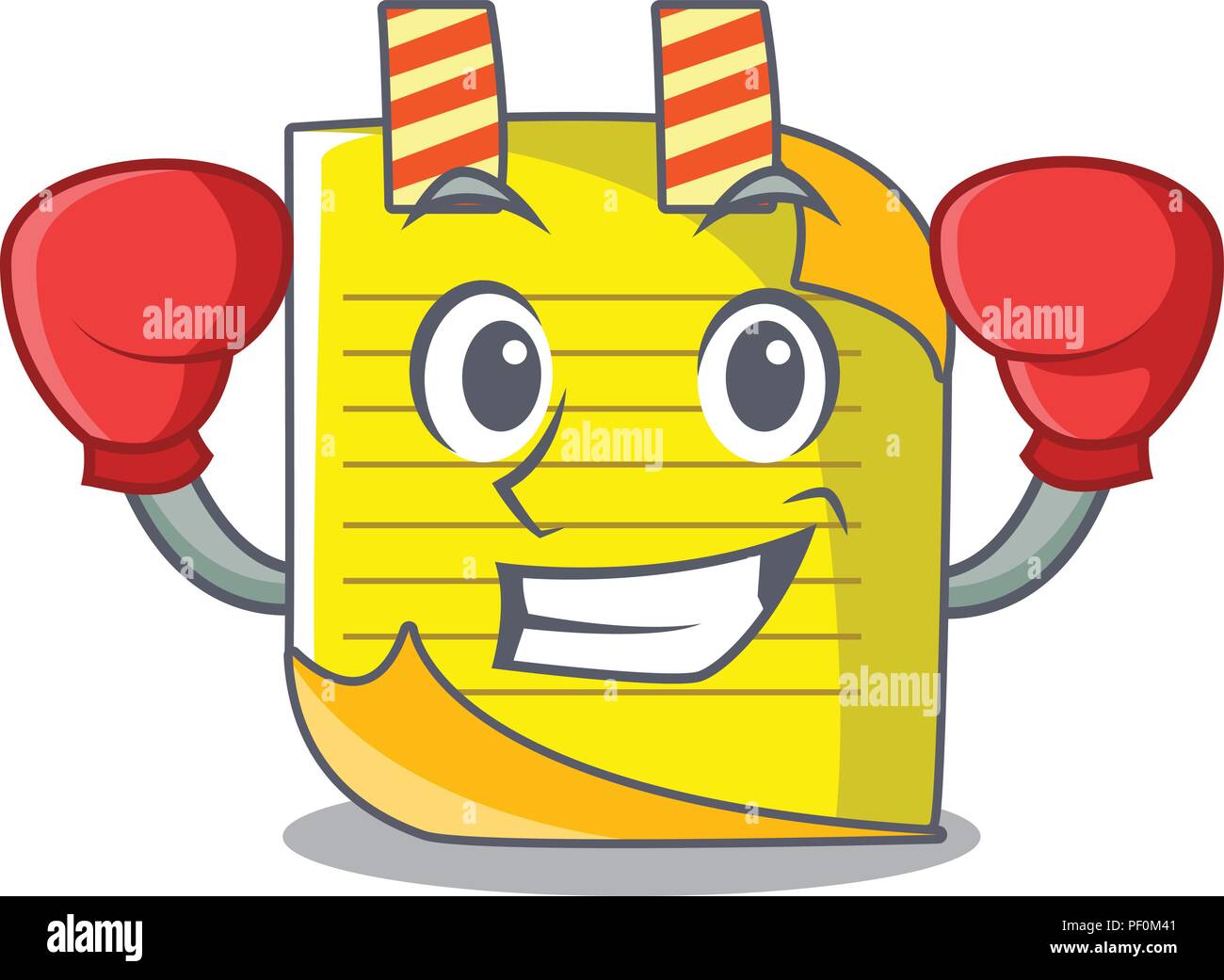 Boxing note paper character cartoon vector illustration Stock Vector ...