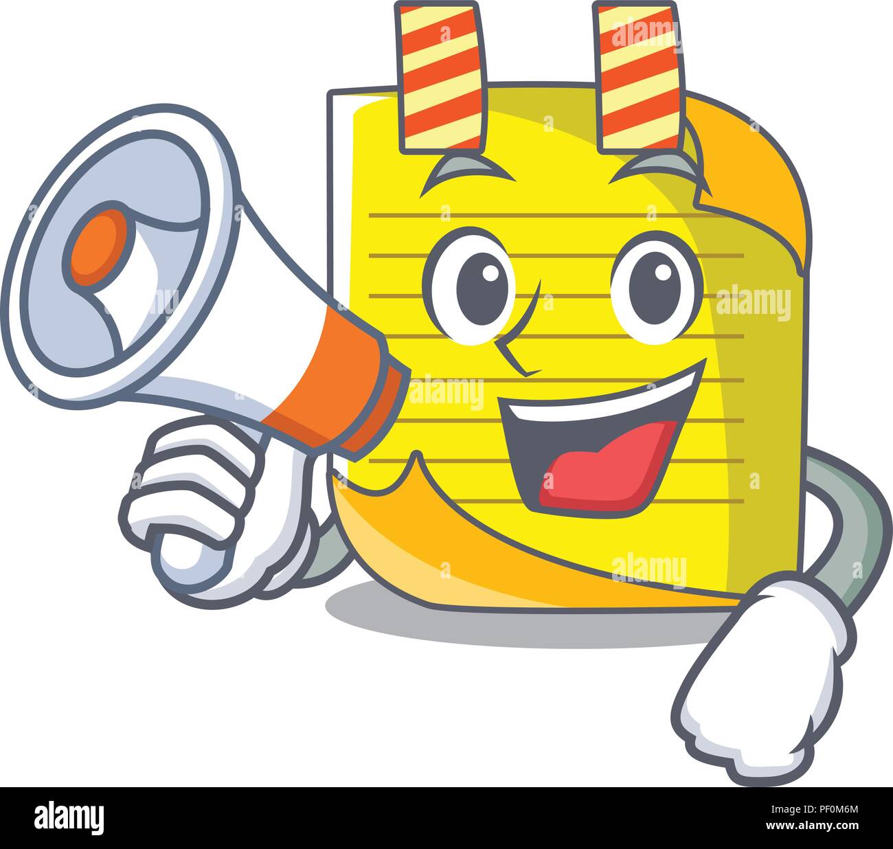 With megaphone note paper character cartoon vector illustration Stock ...