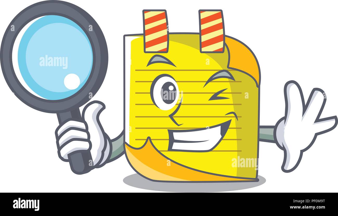 Detective cartoon note paper with conceptual idea vector illustration ...