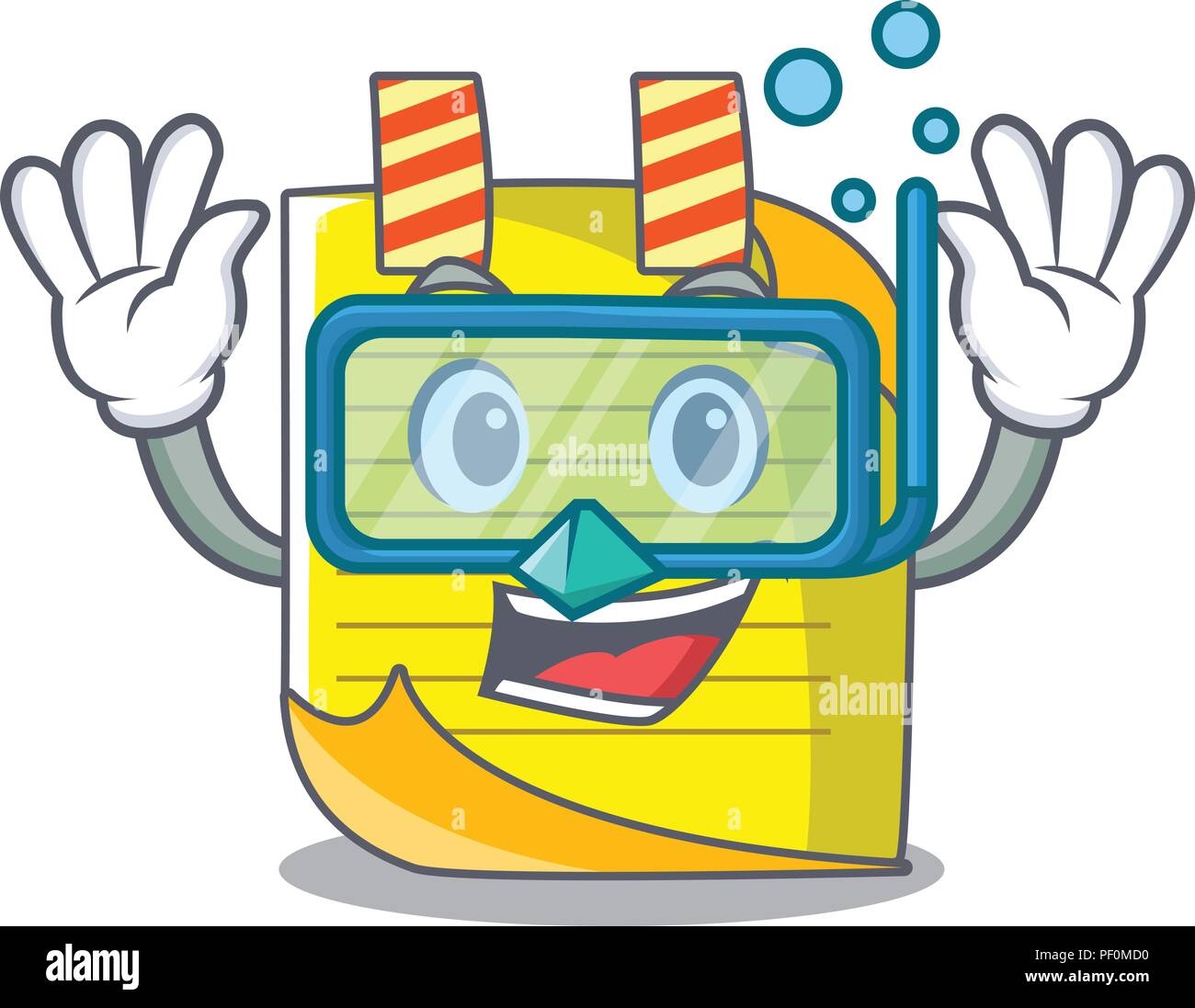 Diving cartoon note paper with conceptual idea vector illustration ...