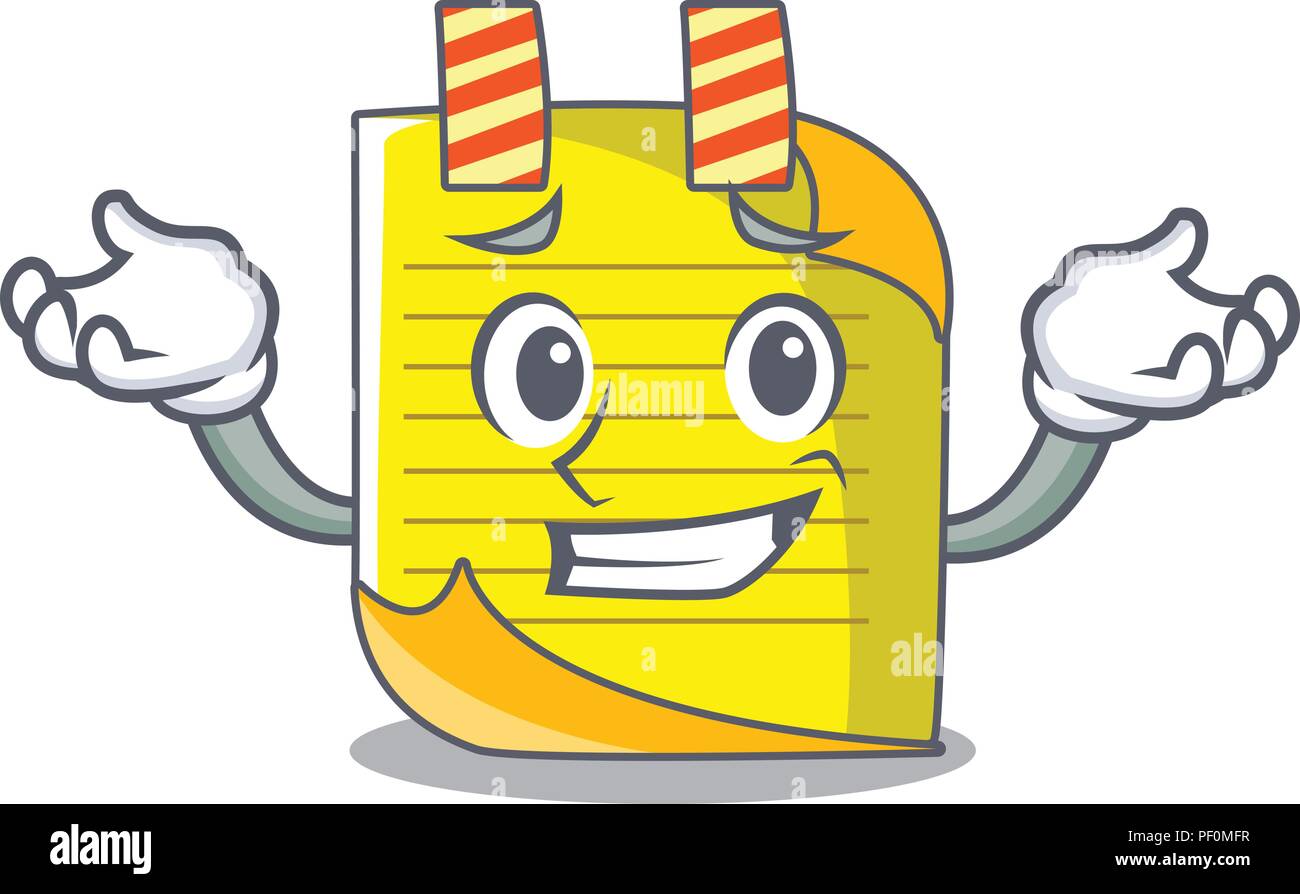 Grinning cartoon note paper with conceptual idea vector illustration ...