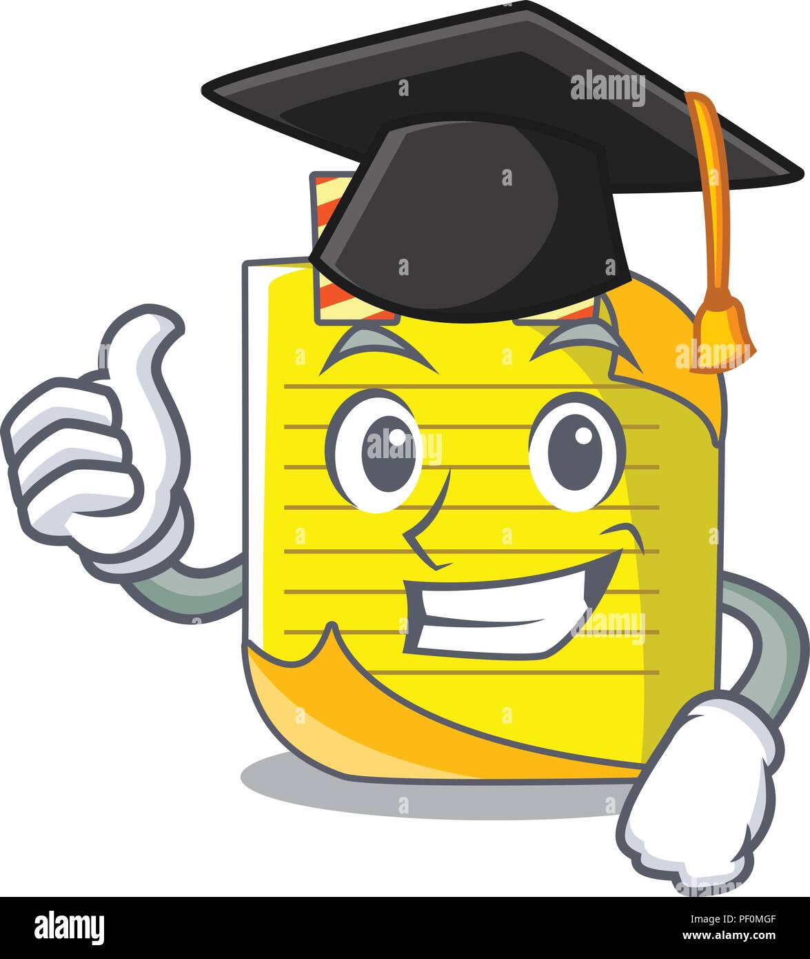 Graduation cartoon note paper with conceptual idea vector illustration ...