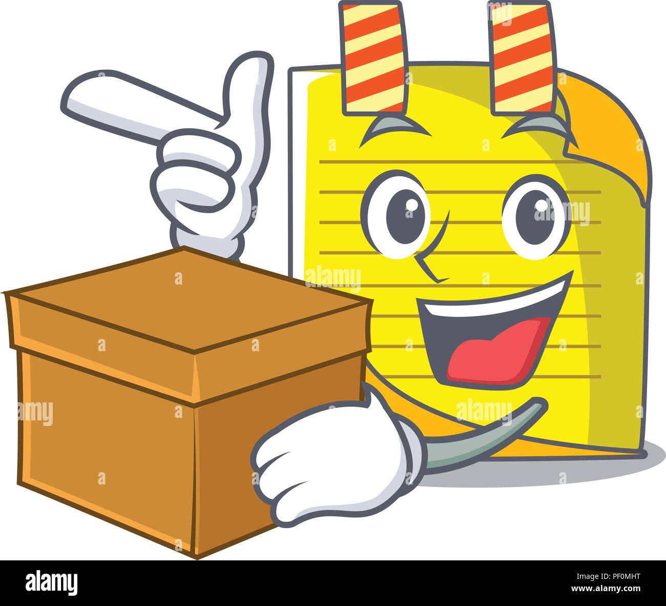 With box cartoon note paper with conceptual idea vector illustration ...