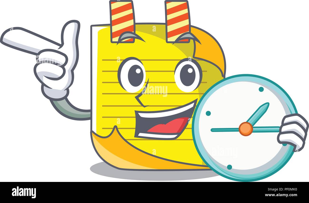 With clock cartoon note paper with conceptual idea vector illustration ...