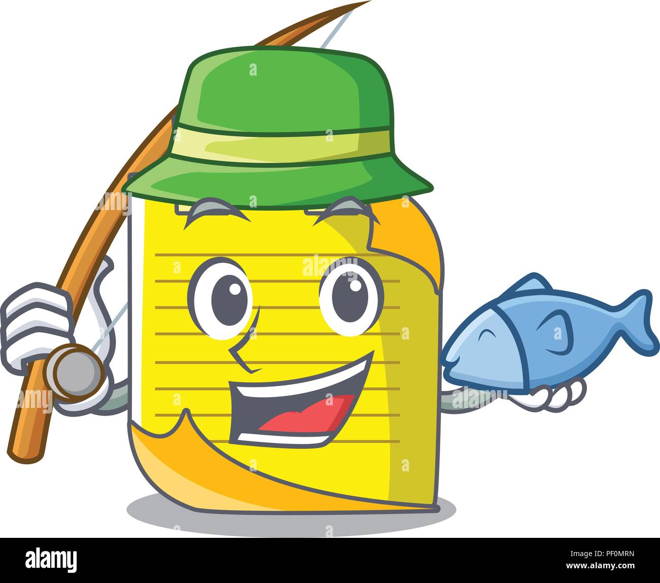 Fishing checked note paper mascot vector illustration Stock Vector ...