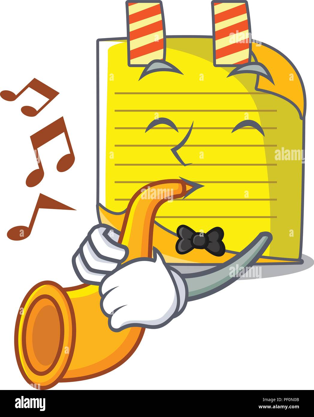 With trumpet checked note paper mascot vector illustration Stock Vector ...