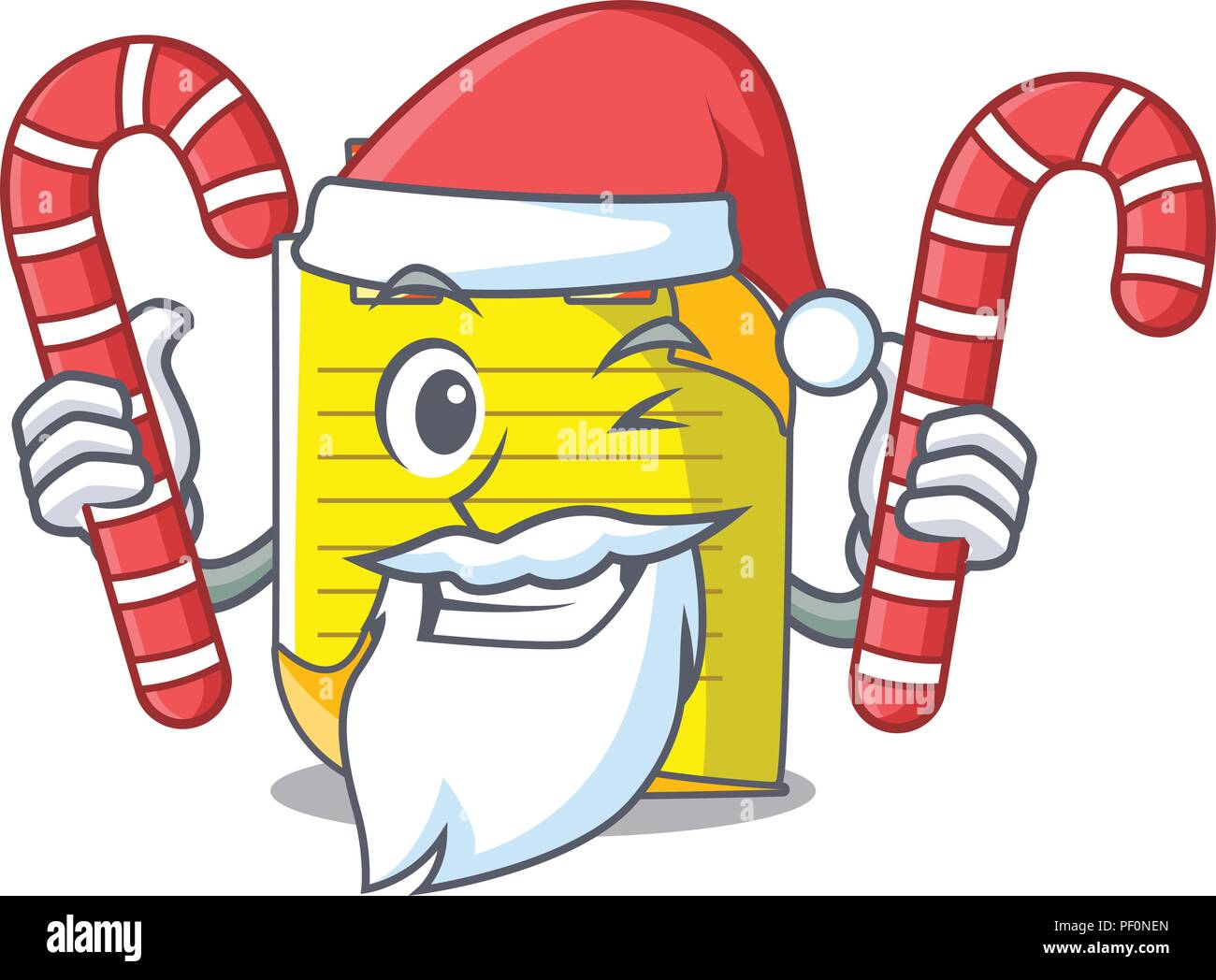Santa with candy mascot note paper with bookmark vector illustration ...