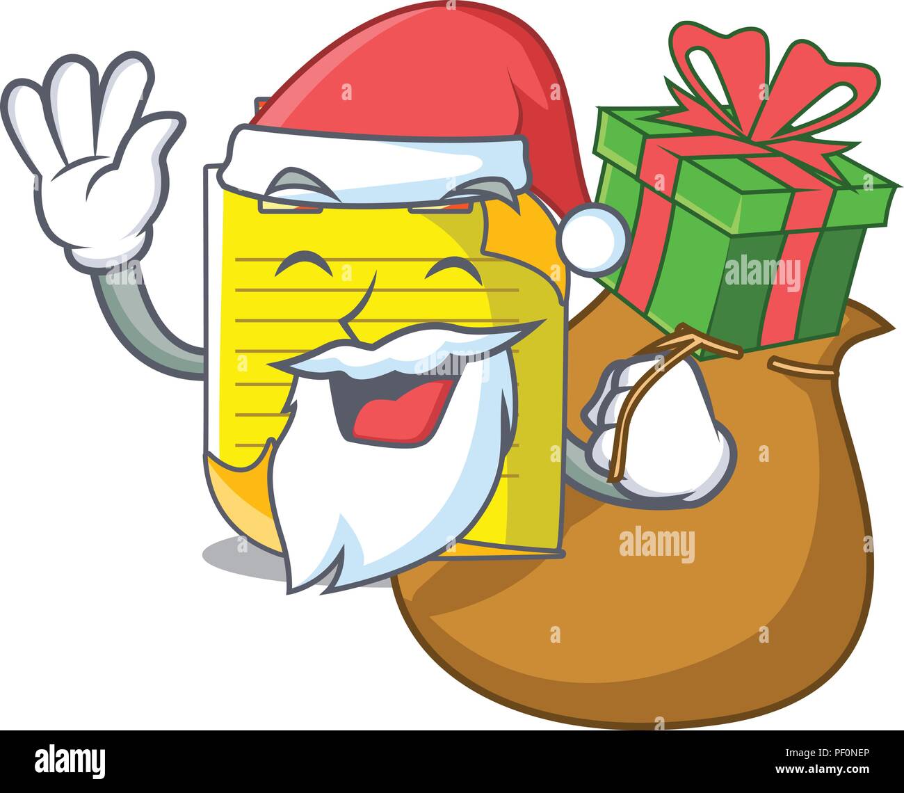 Santa with gift mascot note paper with bookmark vector illustration ...