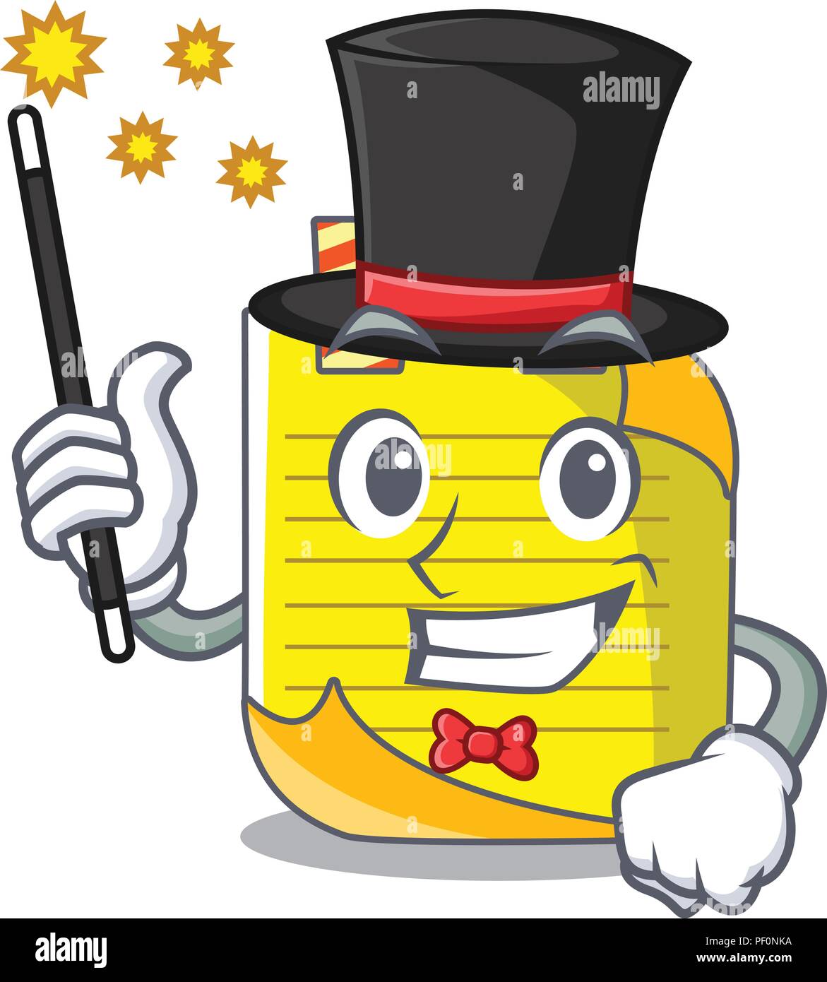 Magician mascot note paper with bookmark vector illustration Stock ...