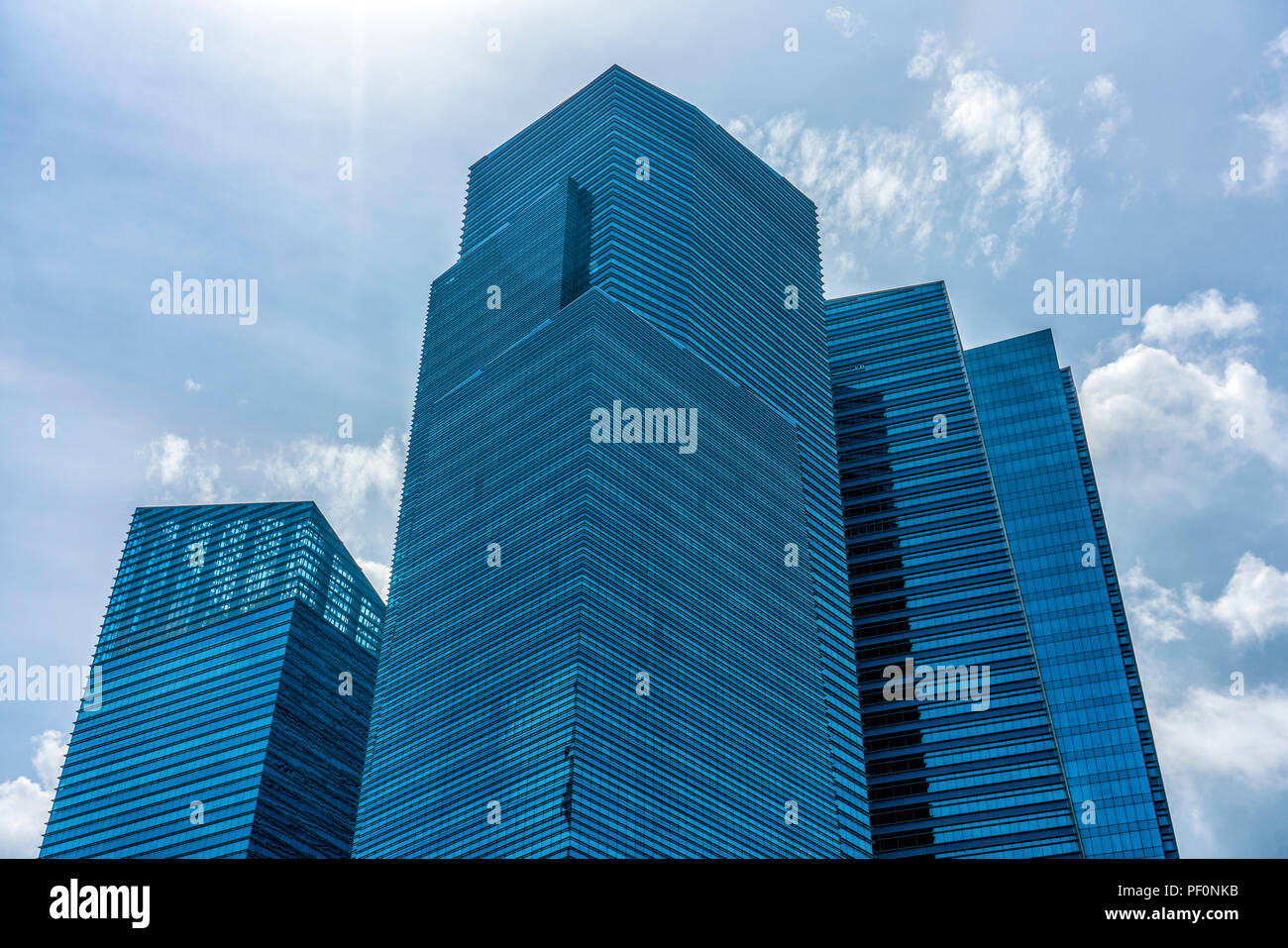 Singapore - August 9: Blue modern Buildings in the financial distric ...