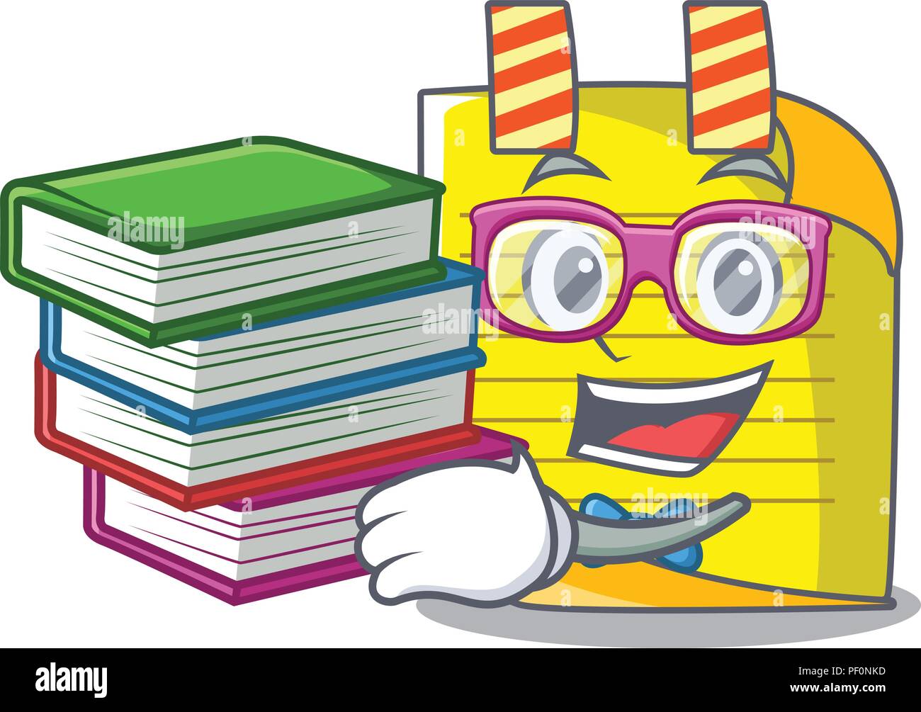 Student with book mascot note paper with bookmark vector illustration ...